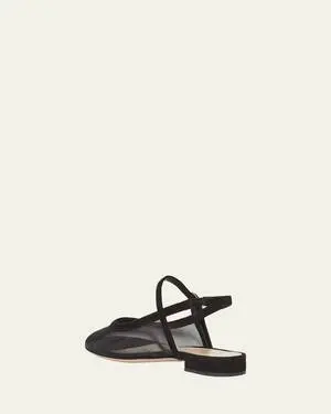 GIANVITO ROSSI Mesh Mary Jane Ballerina Flats - Denim