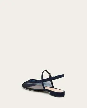 GIANVITO ROSSI Mesh Mary Jane Ballerina Flats - Denim
