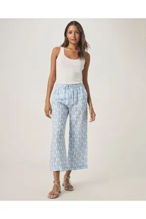 Splendid Angie Ikat Cropped Wide-leg Pants
