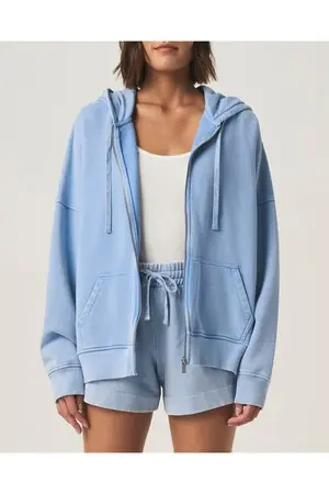 Splendid Stripe Terry Zip Up Hoodie