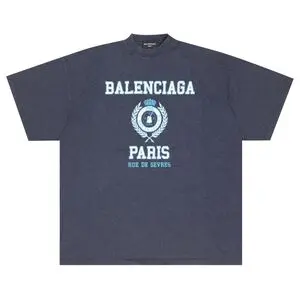 Balenciaga College Crest Oversized T-shirt 'navy - Blue