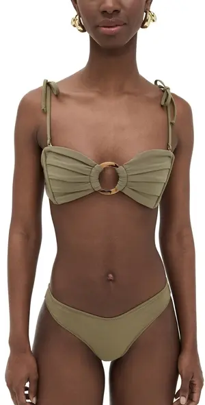 MONTCE Tori Ties Bandeau Bikini Top - Khaki