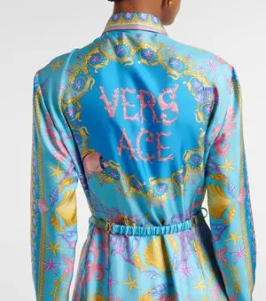 Versace Underwater Barocco Silk Twill Maxi Dress