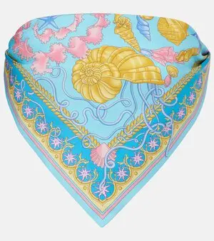 Versace Underwater Barocco Twill Bandeau Top - Blue