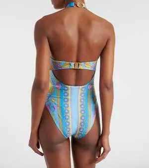Versace Printed Halterneck One-piece Swimsuit