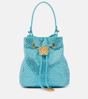 Versace La Medusa Medium Embellished Bucket Bag - Blue