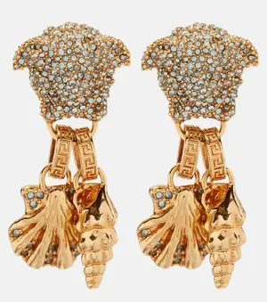 Versace La Medusa Embellished Drop Earrings - Gold