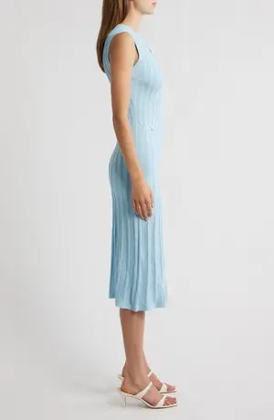 LIPSY Sleeveless Pointelle Ribbed Midi Dress