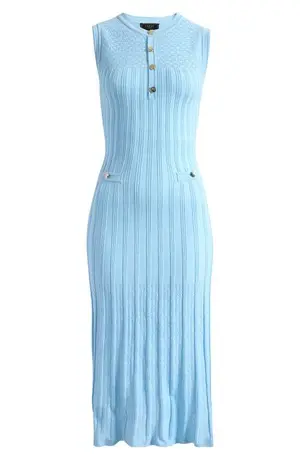 LIPSY Sleeveless Pointelle Ribbed Midi Dress