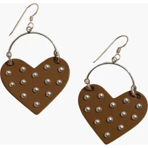 NICKEL & SUEDE Studded Harlow Earrings - Brown/silver