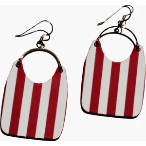 NICKEL & SUEDE Hoosier Stripe Charlie Earrings - Red/silver