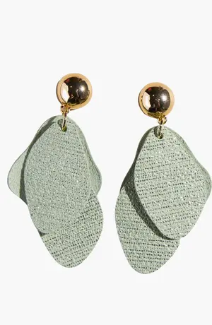 NICKEL & SUEDE Weston Leather Stud Earrings Denim/silver