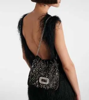 ROGER VIVIER Pilgrim Mini Embellished Bucket Bag