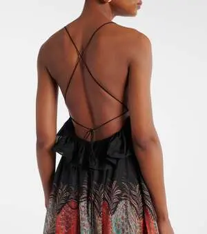 Zimmermann Rhiannon Paisley Ruffled Maxi Dress - Black