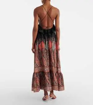 Zimmermann Rhiannon Paisley Ruffled Maxi Dress - Black