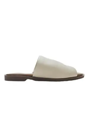 FOREVER & ALWAYS SHOES Leather Slide Sandal - Beige Leather