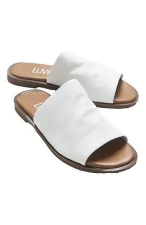 FOREVER & ALWAYS SHOES Leather Slide Sandal - White Leather