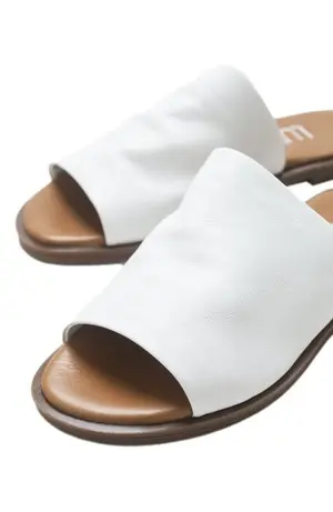 FOREVER & ALWAYS SHOES Leather Slide Sandal