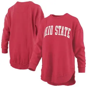 PRESSBOX Ohio State Buckeyes Melange Poncho Fleece Pullover Sweatshirt - Scarlet