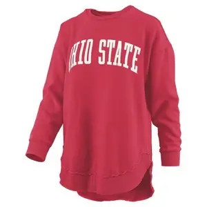 PRESSBOX Ohio State Buckeyes Melange Poncho Fleece Pullover Sweatshirt - Scarlet