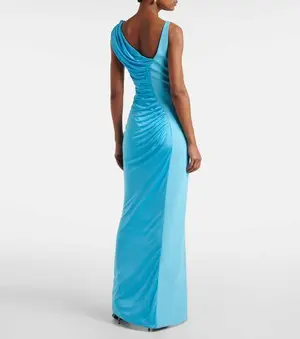 Versace Medusa Draped Gown - Blue