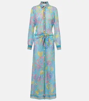 Versace Printed Semi-sheer Shirt Dress - Blue