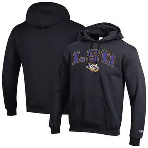 Champion Lsu Tigers Arch Over Logo Pullover Hoodie - Black