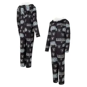 CONCEPTS SPORT Las Vegas Raiders Allover Print Microfleece Full-zip Union Suit - Black