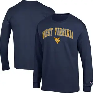 Champion West Virginia Mountaineers Arch Over Logo Long Sleeve T-shirt - Navy