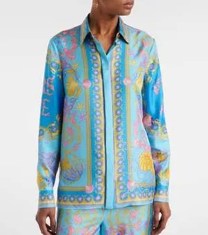 Versace Underwater Barocco Silk Twill Shirt - Blue