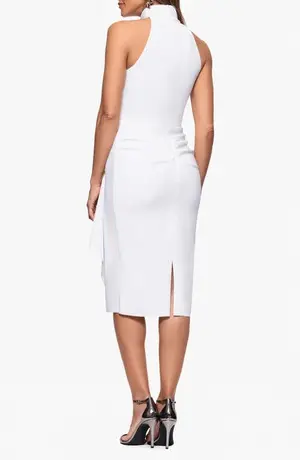 XSCAPE EVENINGS Cascade Ruffle Cocktail Sheath Dress - Ivory