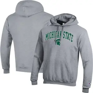 Champion Michigan State Spartans Arch Over Logo Pullover Hoodie - Heather Gray