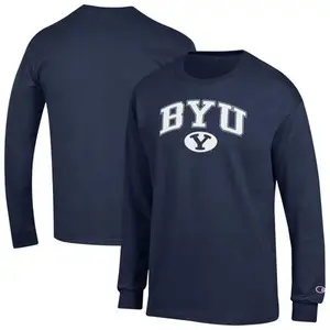 Champion Byu Cougars Arch Over Logo Long Sleeve T-shirt - Navy