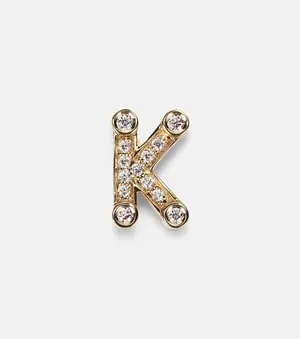 Sophie Bille Brahe Initial Petite Single Earring With Diamonds - Gold