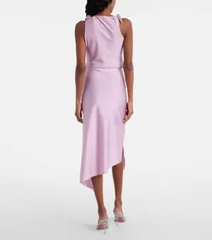 Coperni Floral-applique Satin Midi Skirt - Pink