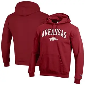 Champion Arkansas Razorbacks Arched Logo Fleece Pullover Hoodie - Crimson