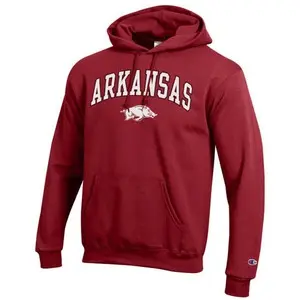 Champion Arkansas Razorbacks Arched Logo Fleece Pullover Hoodie - Crimson