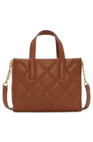 Vince Camuto Barry Quilted Leather Tote - Medium Brown