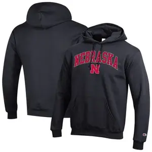 Champion Nebraska Huskers Arch Over Logo Pullover Hoodie - Black