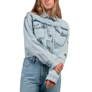 HYPE AND VICE Alabama Crimson Tide Lightwash Cropped Jacket