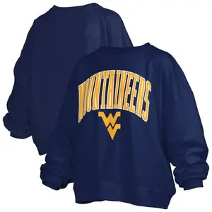 PRESSBOX West Virginia Mountaineers Oversized Pullover Sweatshirt - Navy