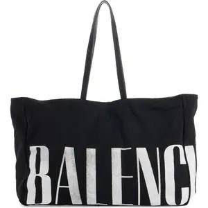 Balenciaga Large Editor East/west Canvas Tote - 1090 Black/ L White
