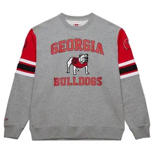Mitchell & Ness Grey Heather Georgia Bulldogs Throwback Allover 4.0 Pullover Sweatshirt