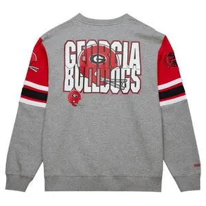 Mitchell & Ness Grey Heather Georgia Bulldogs Throwback Allover 4.0 Pullover Sweatshirt