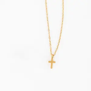 PIP POP Cross Pendant Chain Necklace - Gold