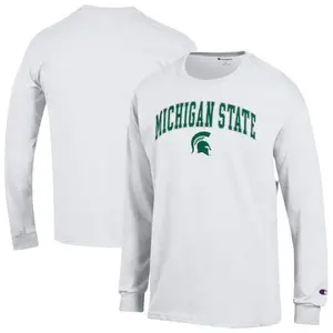 Champion Michigan State Spartans Arch Over Logo Long Sleeve T-shirt - White