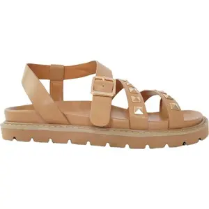 BELLE & BLOOM Morning Mood Studded Chunky Sandals - Camel