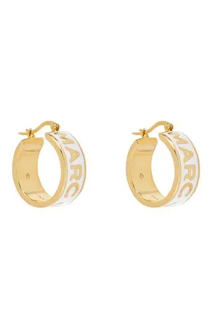 Marc Jacobs Logo Hoop Earrings - Gold/cream
