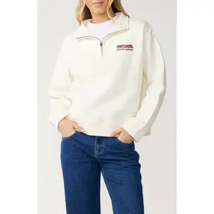 Rip Curl Surf Puff Logo Quarter Zip Sweatshirt - Bone
