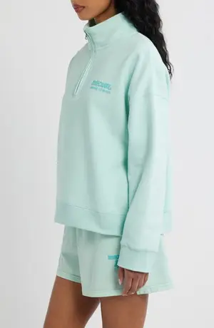 Rip Curl Surf Puff Logo Quarter Zip Sweatshirt - Light Blue
